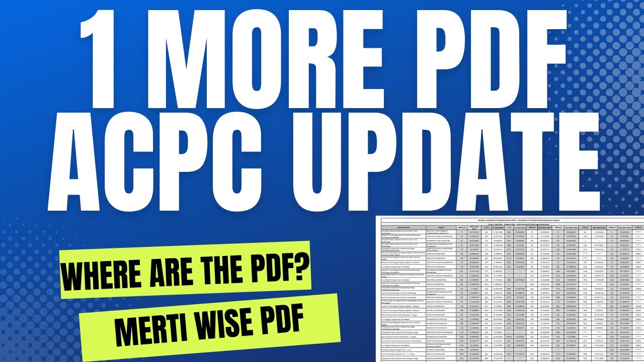 1 More PDF: Merit Wise: ACPC Update - YouTube