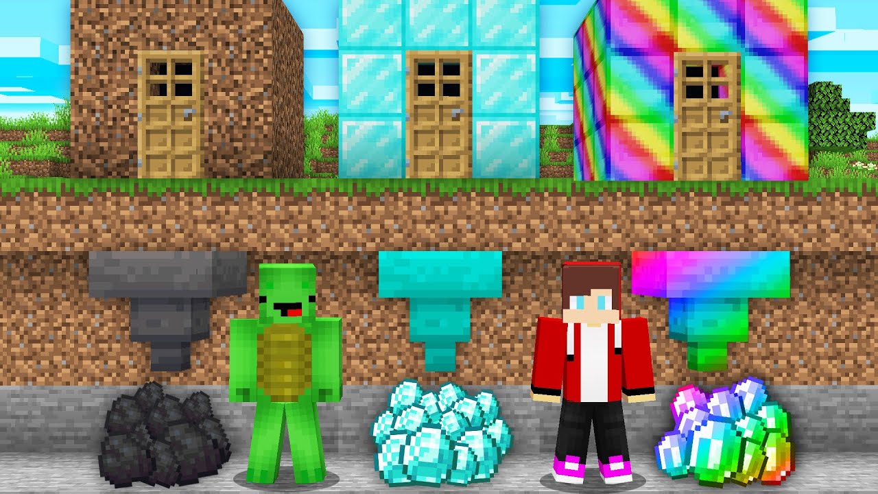 JJ and Mikey 4 Ways to Steal Treasure From Security Base in Minecraft ...