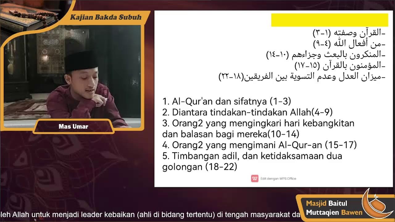 Tadabbur Surat As-Sajadah | Mas Umar - YouTube
