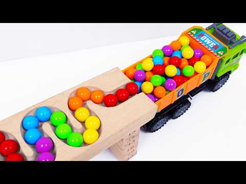 Marble Run Race ☆ HABA Slope & Retro Makita Truck, Garbage Truck Long Version #005