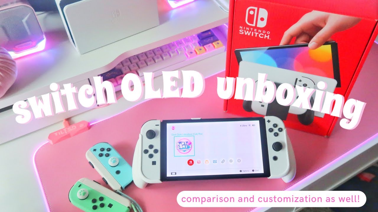 switch OLED unboxing + comparison to OG switch and customization - YouTube