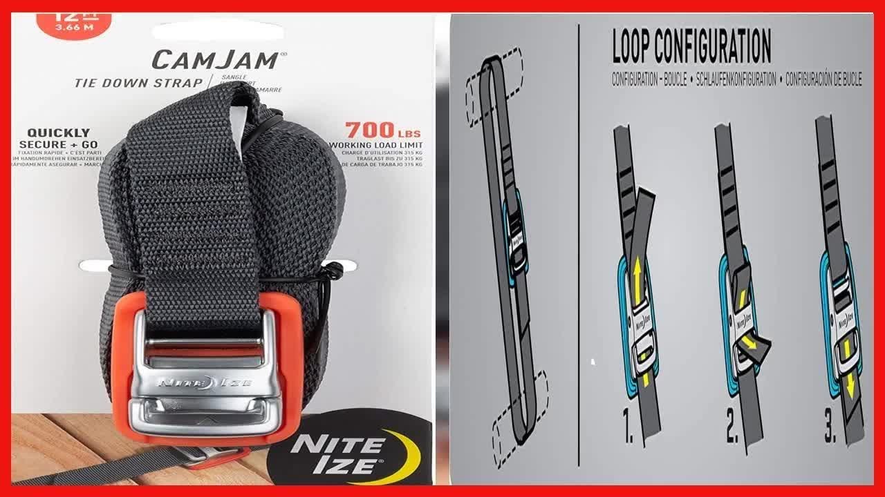 Nite Ize CJWR12-09-R6 CamJam Tie Down Strap, Orange - MOI Shop - YouTube
