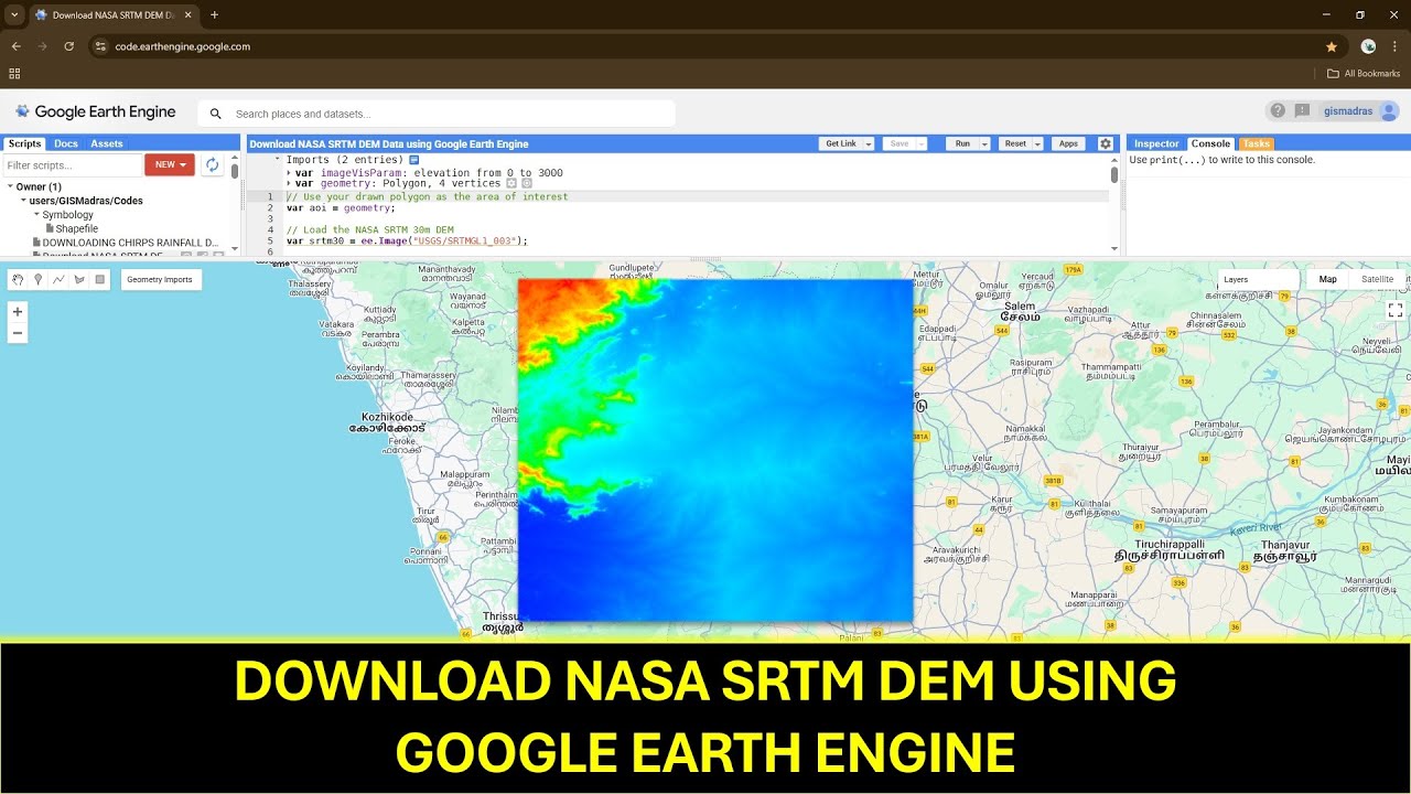How to Download NASA SRTM DEM data from Google Earth Engine | 30 m ...