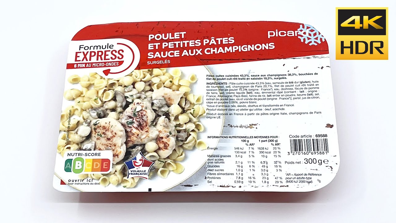 Picard Poulet & Petites Pâtes Sauce aux Champignons 300g - YouTube