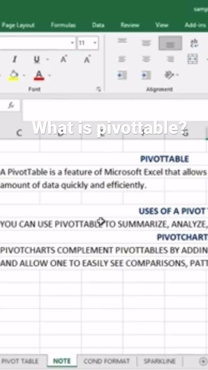 What exactly is PivotTable in Excel. Check my channel for more. - YouTube