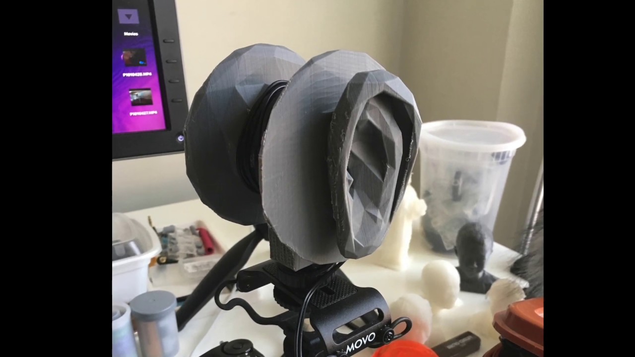 Binaural Ears Microphone Holder Rig 3D Print Test - YouTube