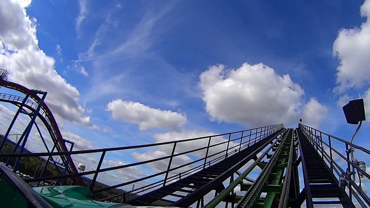 Green Lantern stand up coaster, Great Adventure - YouTube