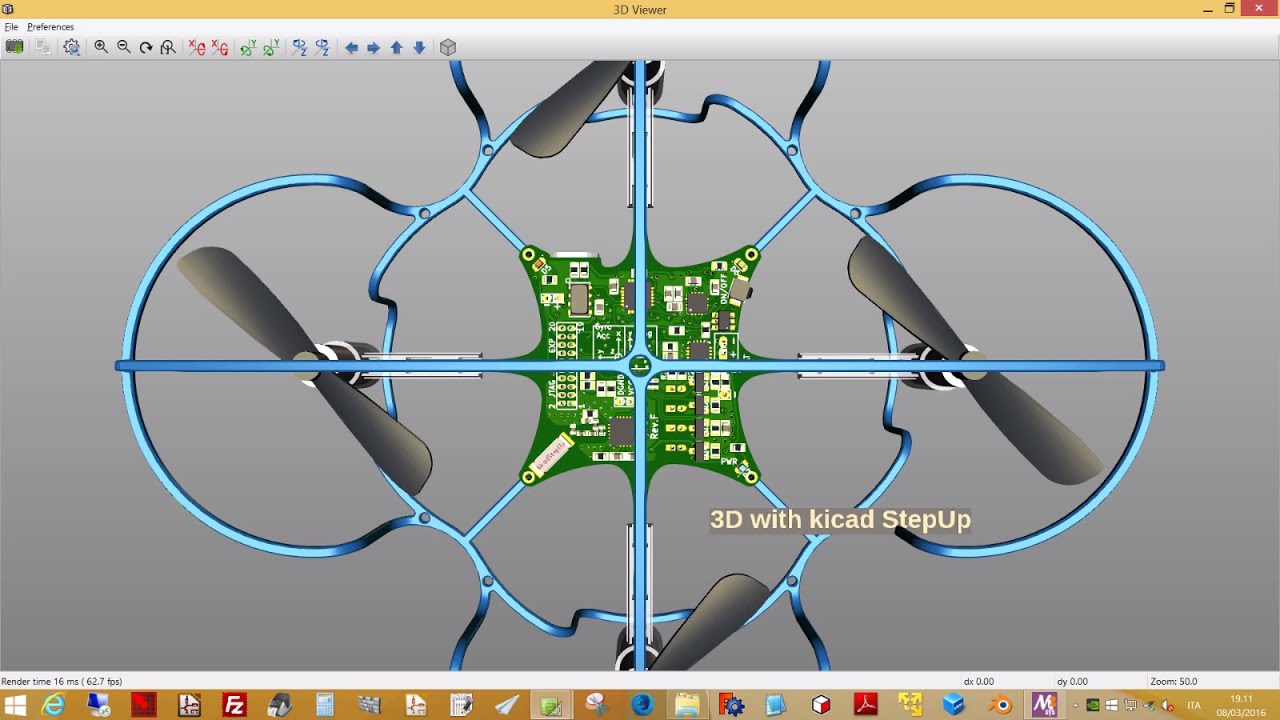 kicad StepUp 3D rendering with material properties: crazyflie camera ...