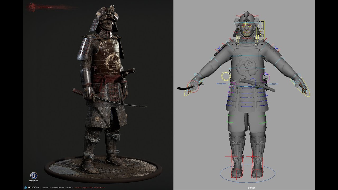 Samurai free Rig in maya . - YouTube