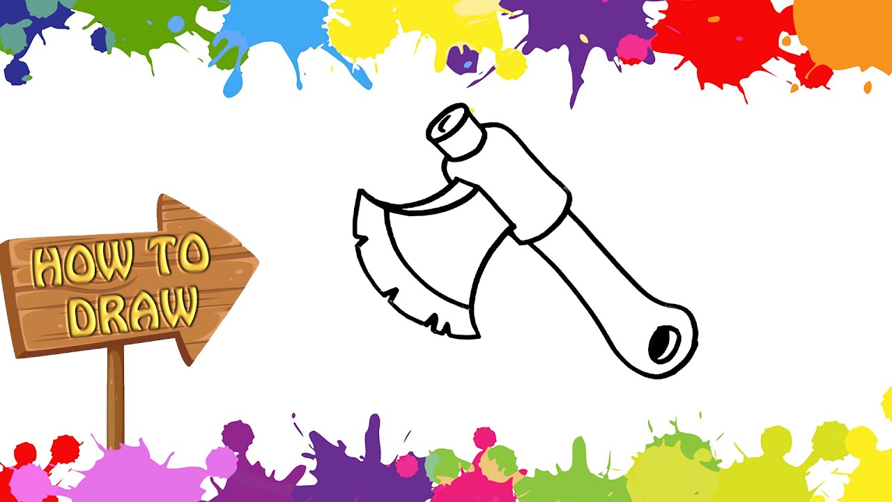 How to draw axe step by step | Axe drawing | Step by step axe drawing ...