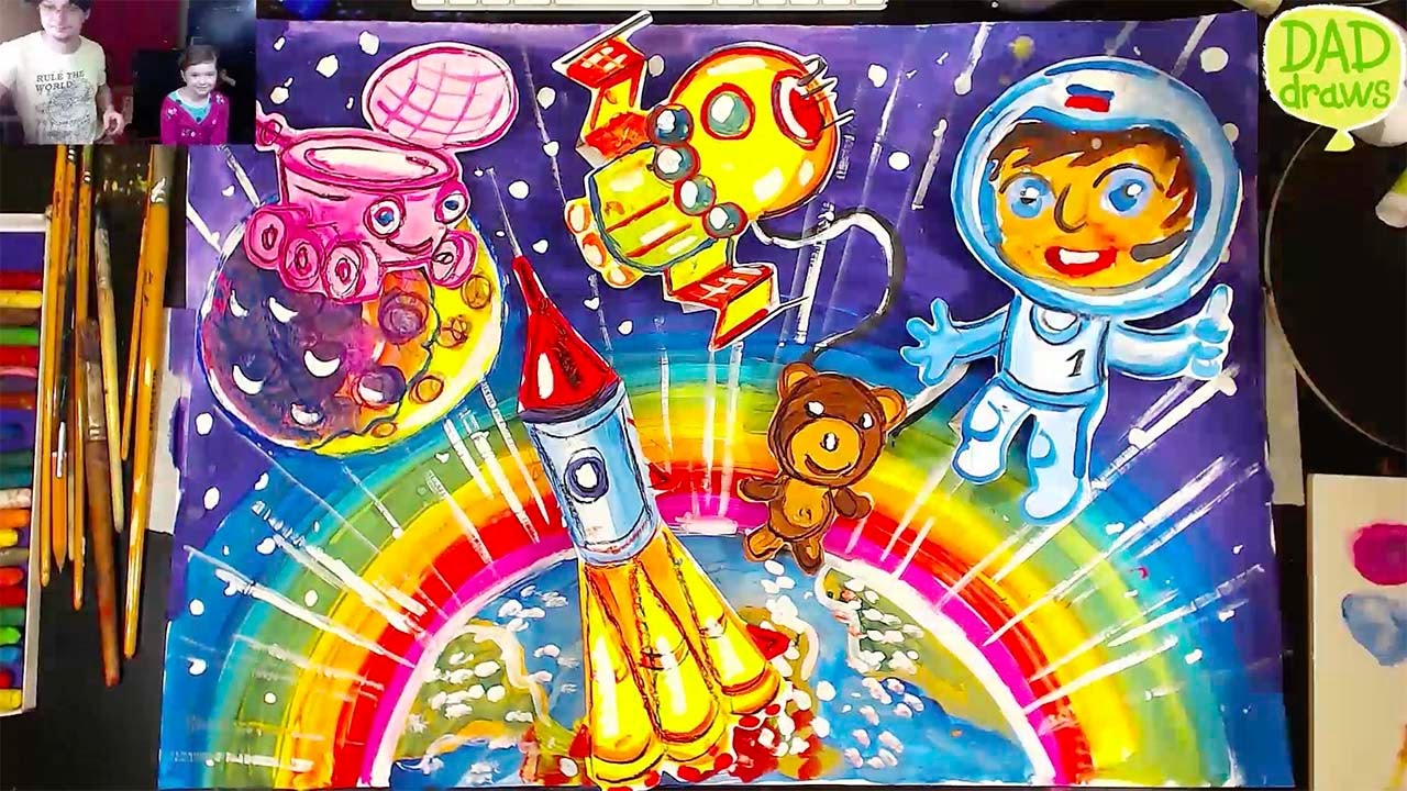 How to draw an Astronaut in space - YouTube
