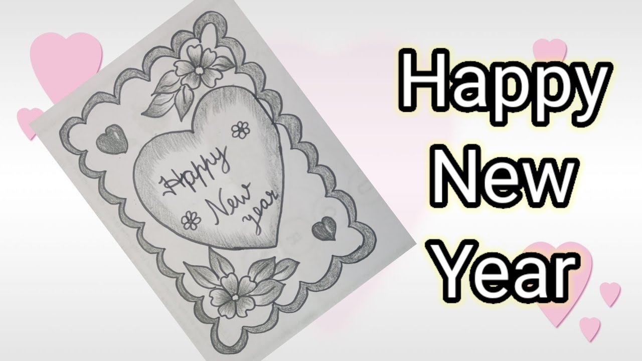 Happy new year drawing/ Happy new year card drawing/ Drawing for new ...