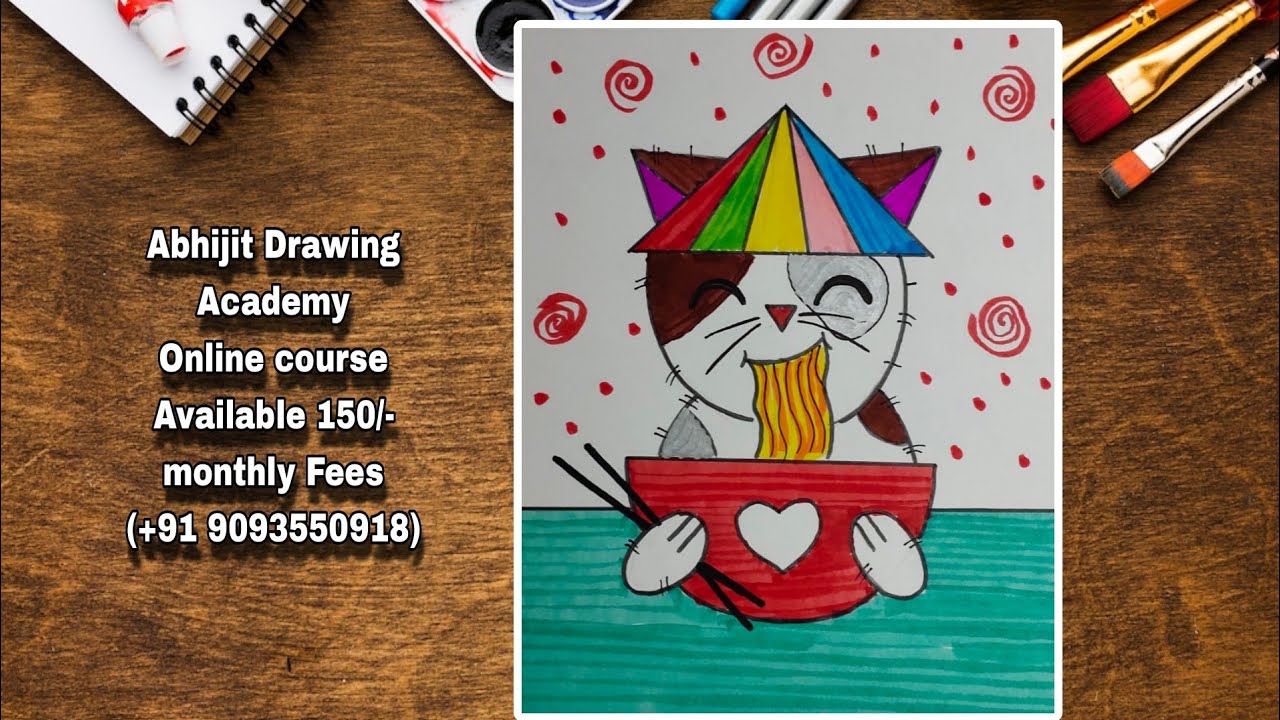 How to Draw cat 🐈painting and Coloring for kids and Toddlers | basic ...