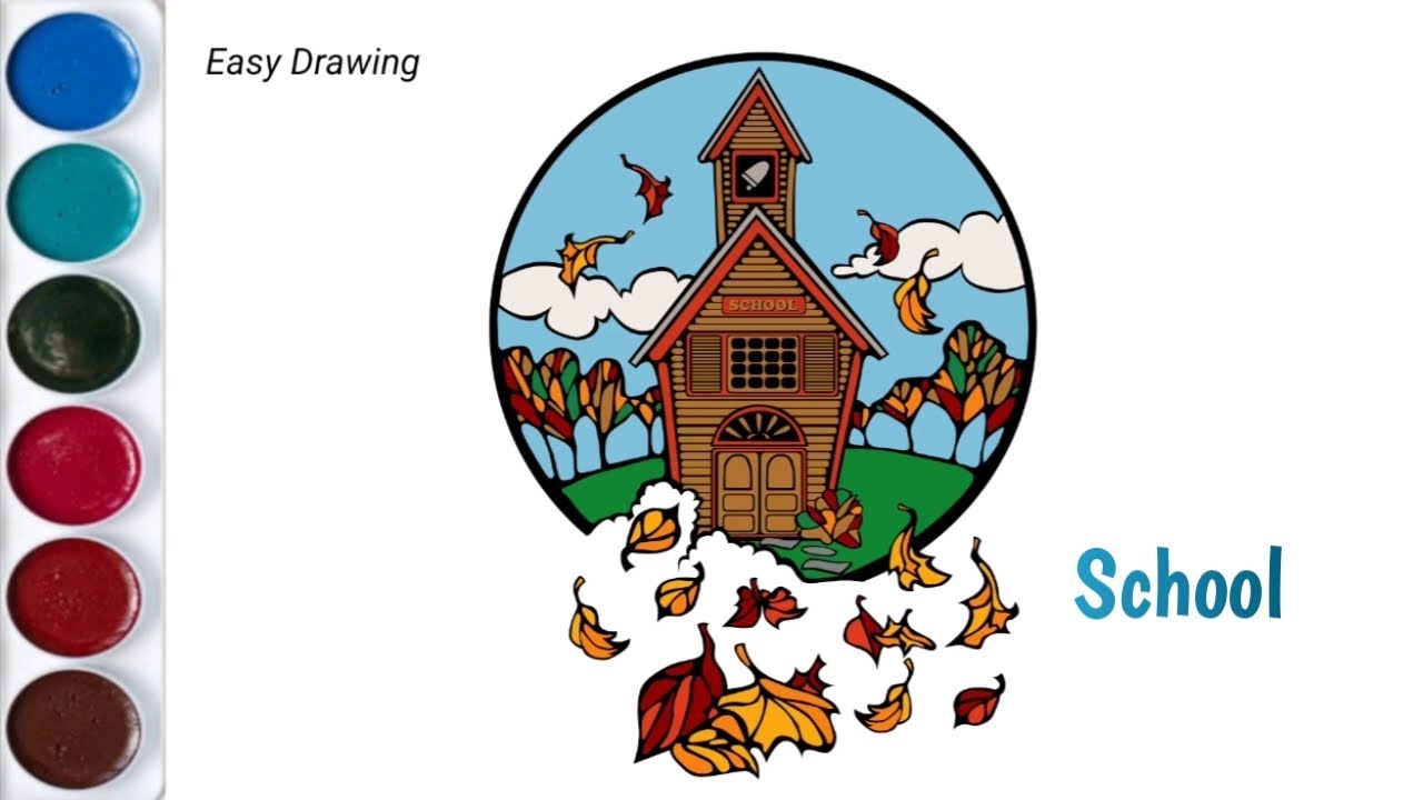 How To Draw School 🏫 | School Drawing Step By Step | Easy Drawing - YouTube