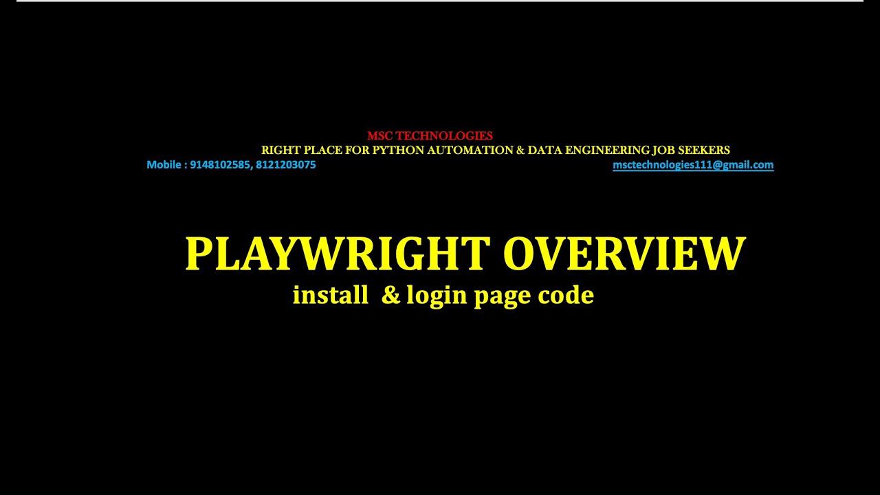 PLAYWRIGHT OVERVIEW - YouTube
