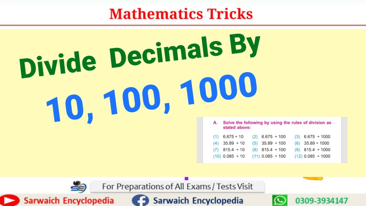 Divide Decimals by 10, 100, 1000 | Mathematics Basics | Learn Maths ...