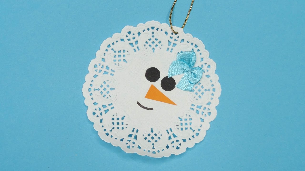DIY How to Make a Paper Doily Christmas Snowman | Easy Papercraft Xmas ...