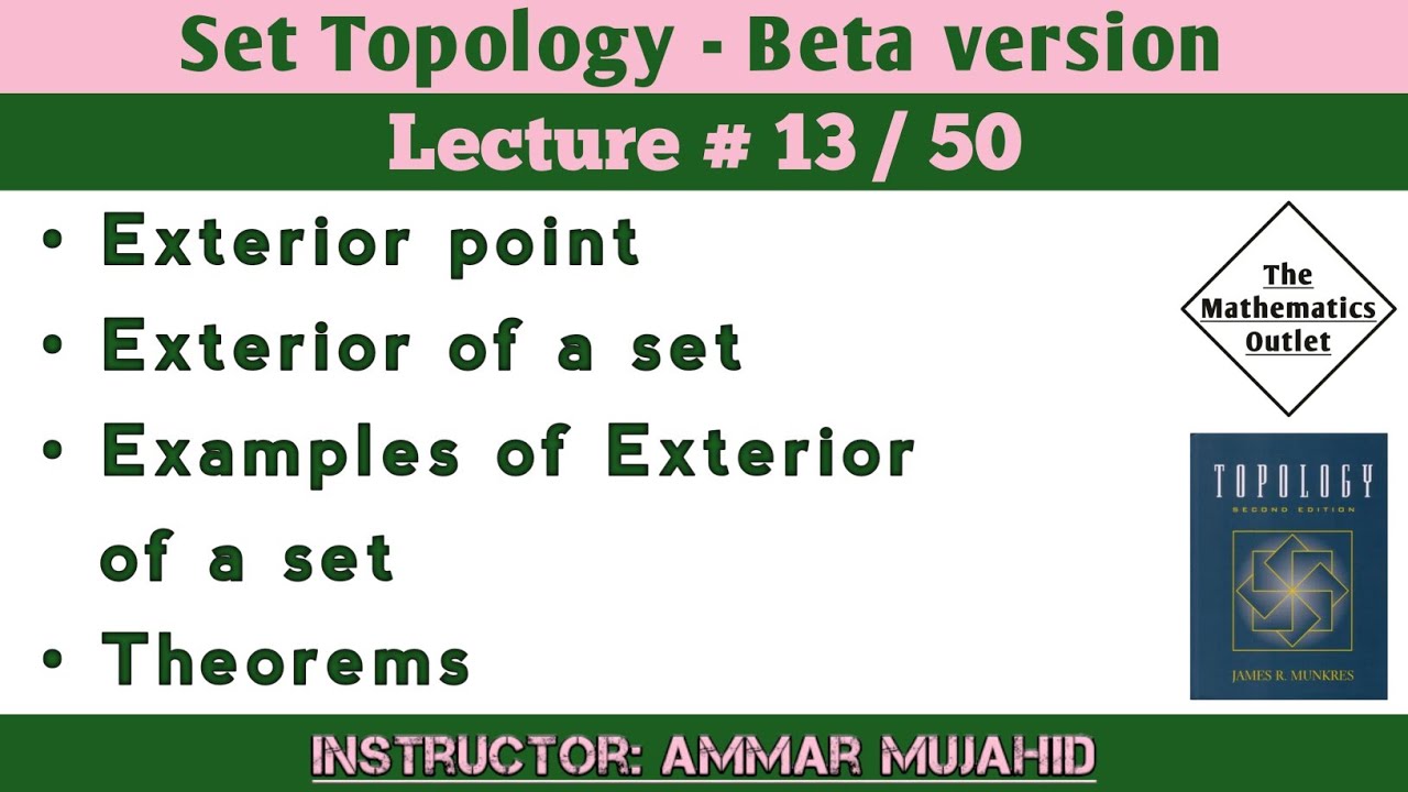 Exterior point | Exterior of a set | Examples of exterior set | Lecture ...