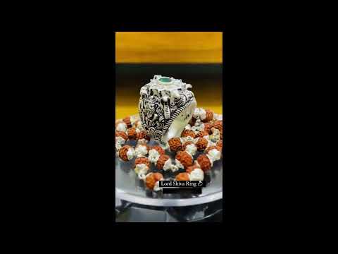Unveil the Power of Lord Shiva | Sacred Oxidized Silver Ring with Green Gemstone | HannunMantra.Com