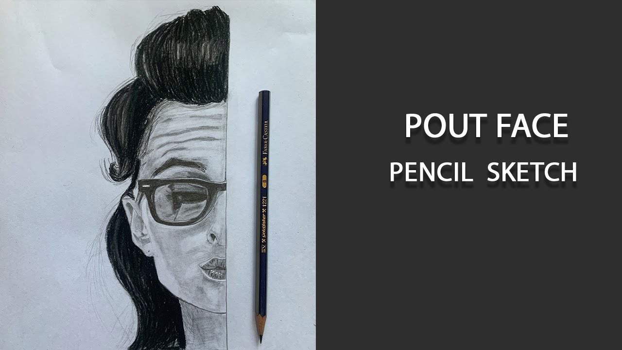 Pout face model pencil sketch in time lapse - YouTube