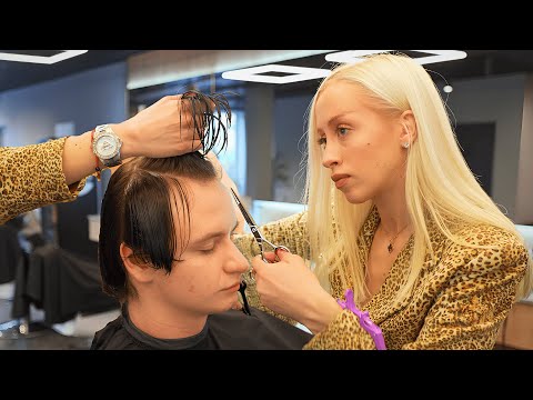 💈Must See Impressive $10 Scissors Haircut with Barber Girl Olya