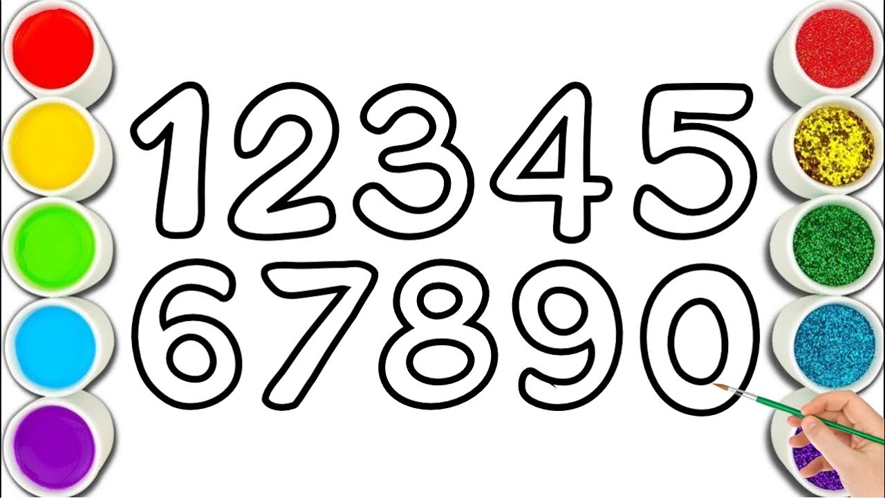 Learn 0 to 9 Numbers Drawing, Painting and Coloring for Kids & Toddlers ...