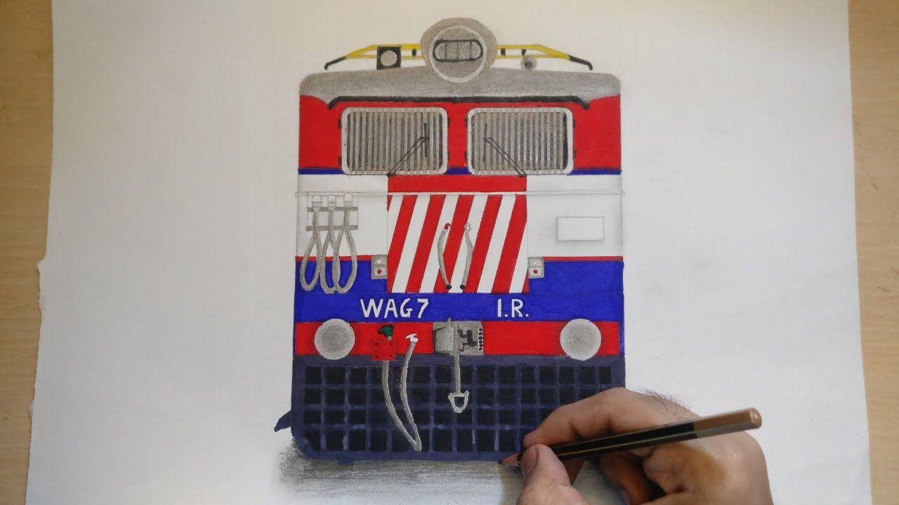 Drawing a Tigerface WAG-7 locomotive! Front View! Indian Railways - YouTube