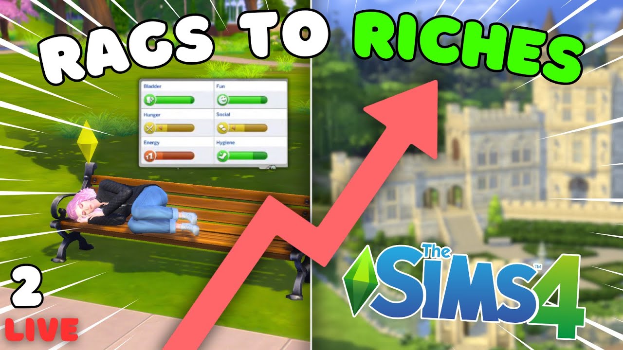 From Park Bench to Billionaire in Sims 4 | Rags to Riches Let's Play #2 ...