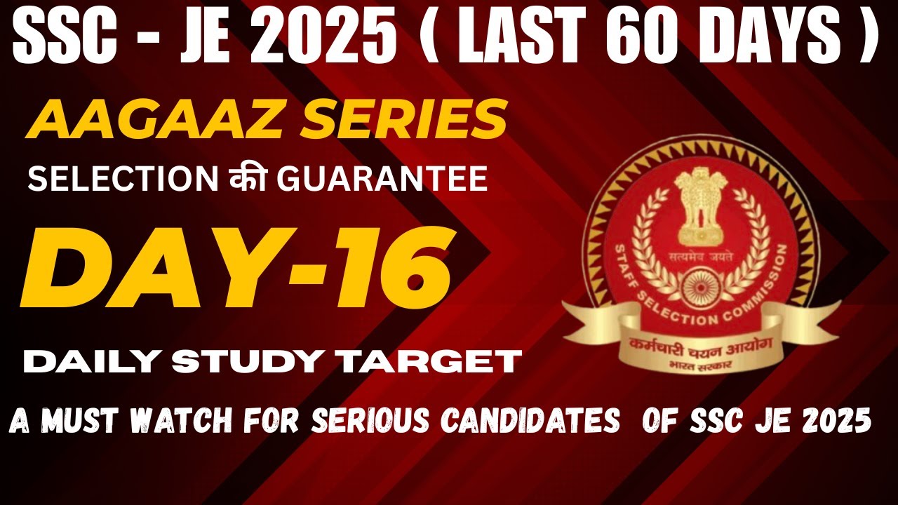 Daily Target for SSC JE🔥 || Day 16 || Civil || Strategy to Crack SSC JE ...