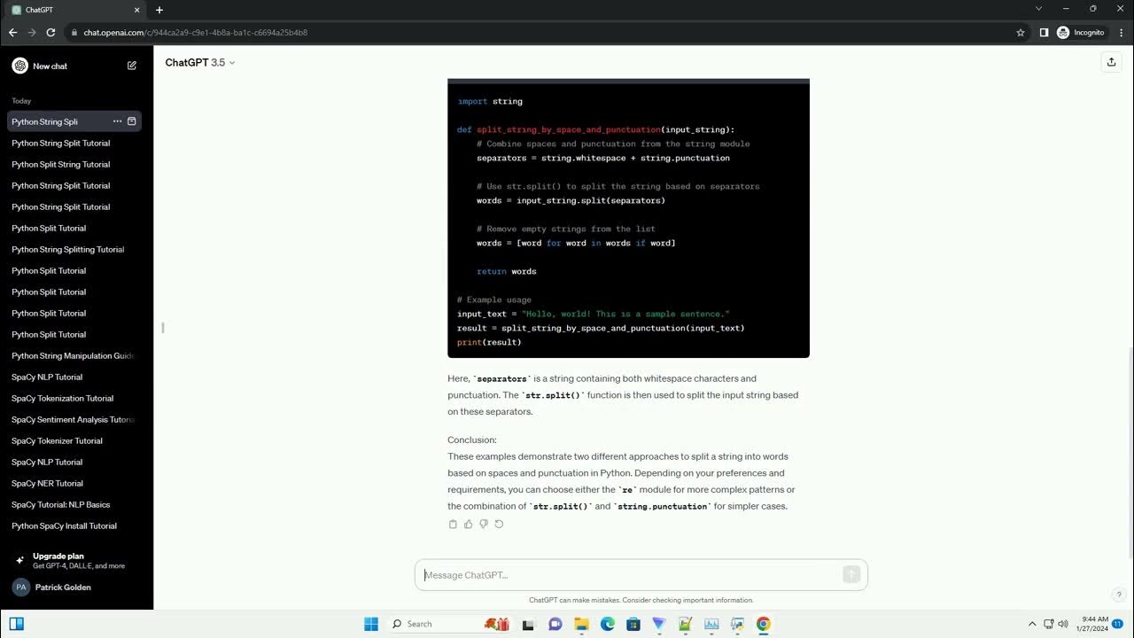 Python Split String By Space And Punctuation Youtube