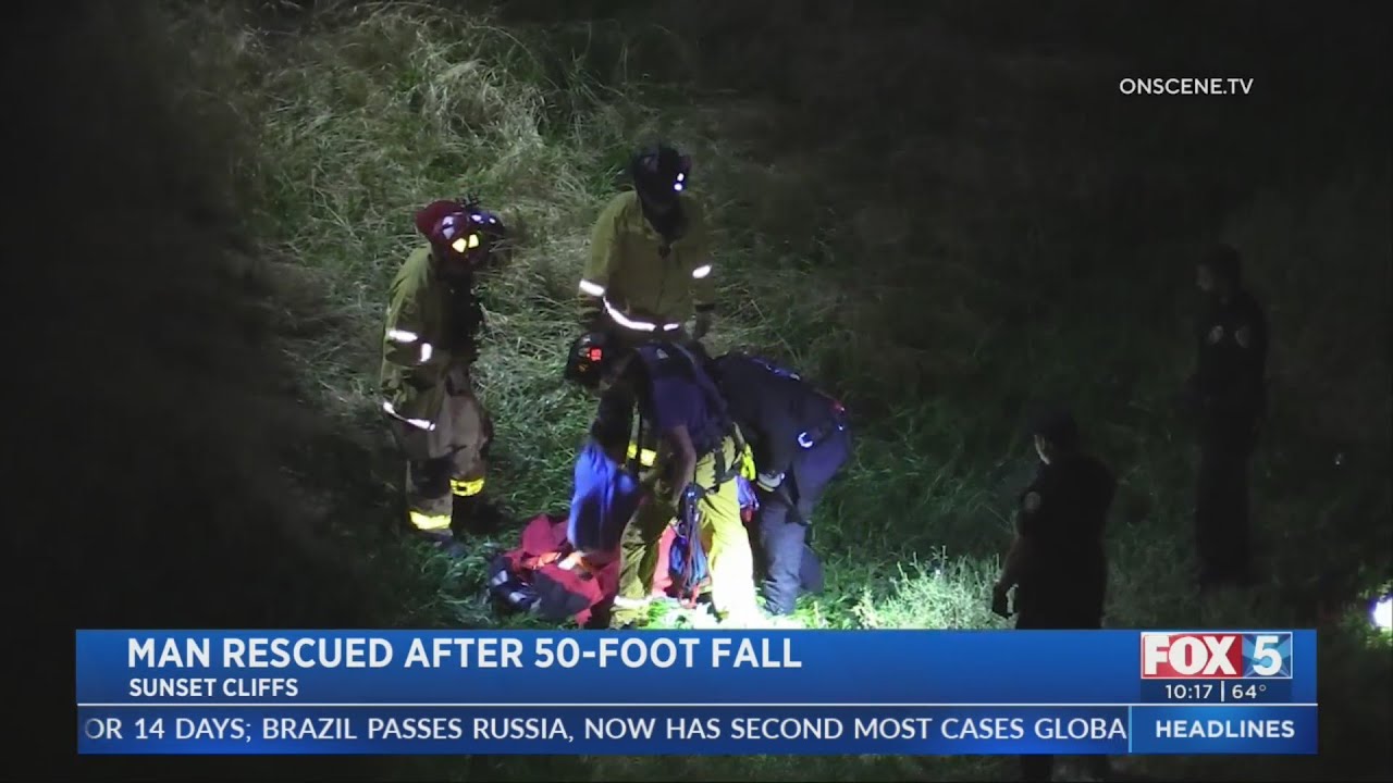 Crews Rescue Man After 50-Foot Fall At Sunset Cliffs - YouTube