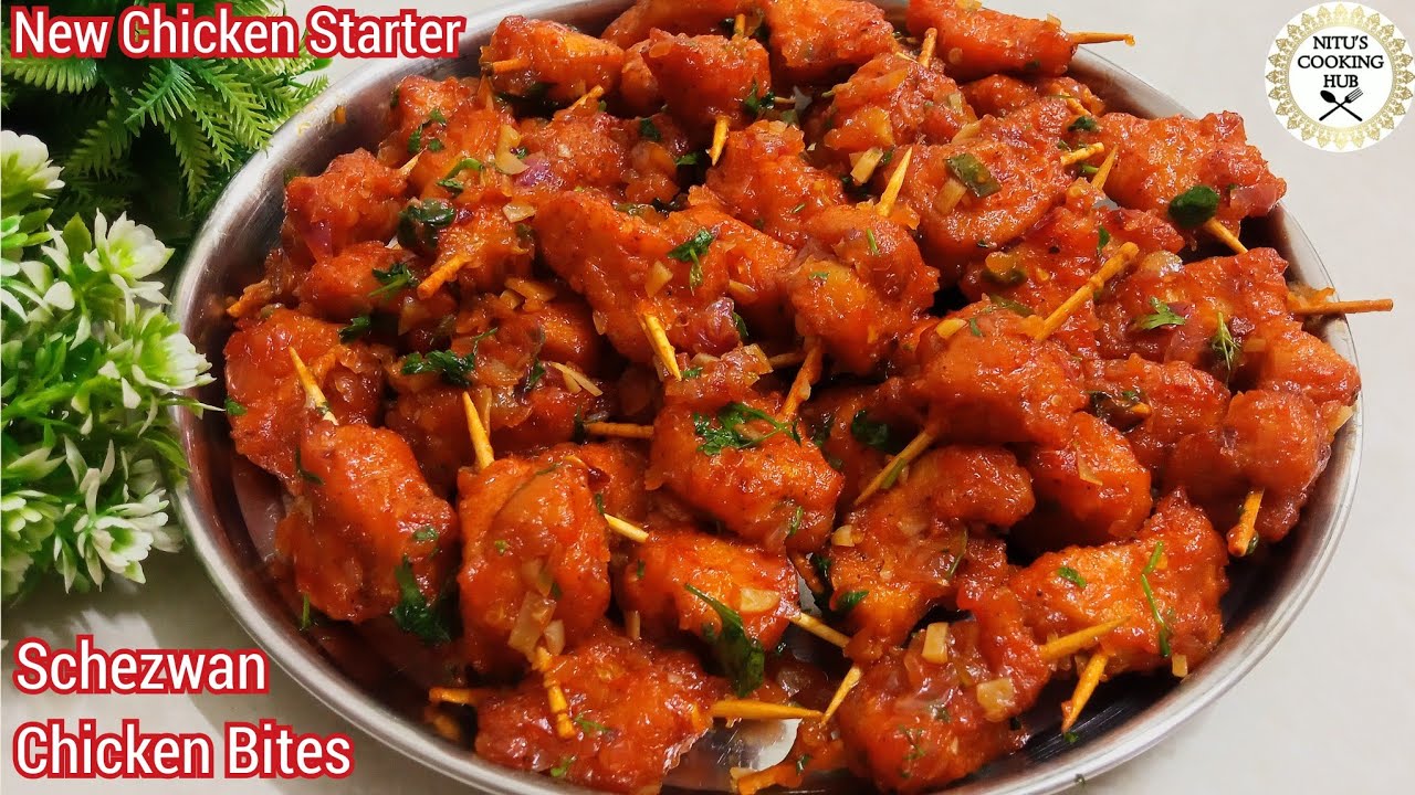 Schezwan Chicken Bites|Indo Chinese Chicken Recipe|Schezwan Chicken ...