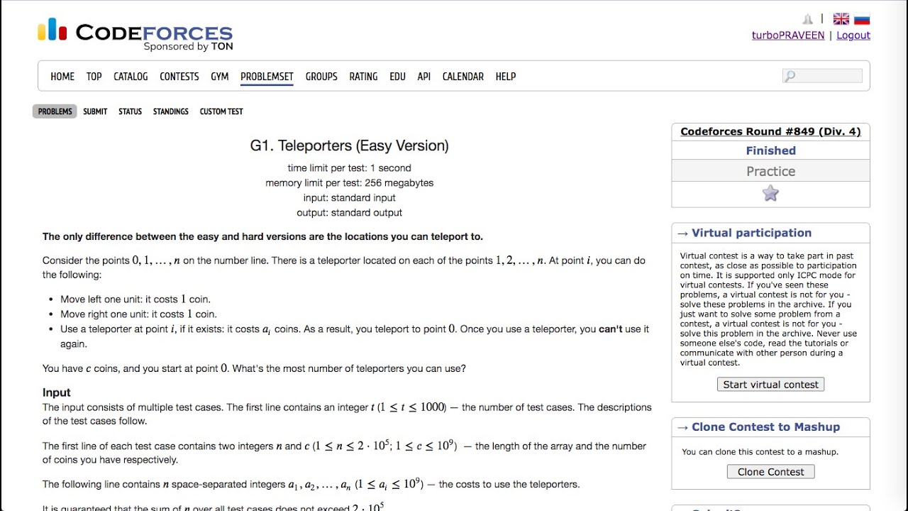 Codeforces - 1791G1 - Teleporters (Easy Version) - YouTube