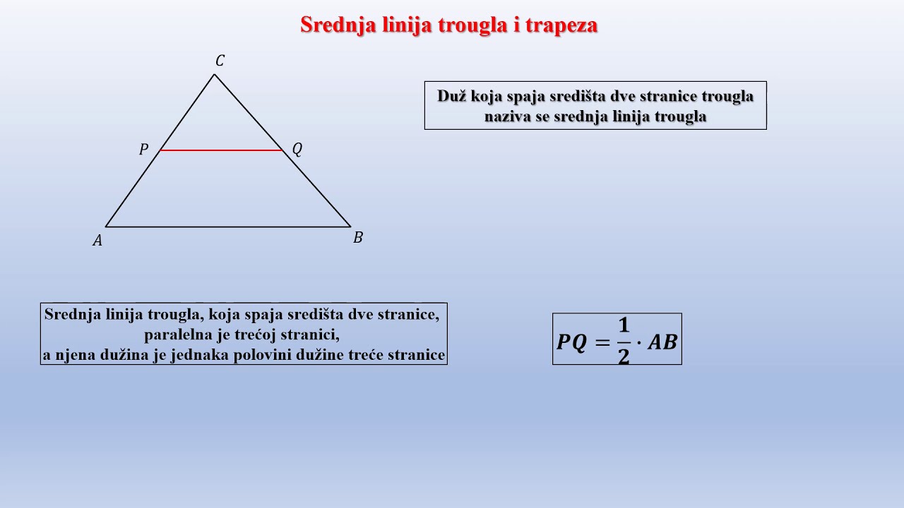 Srednja linija trougla i trapeza - YouTube