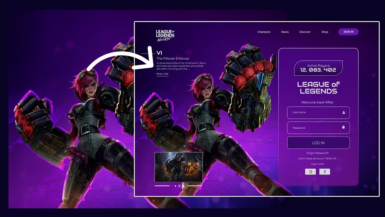 Website Design Idea for Log in page - League of Legends - YouTube