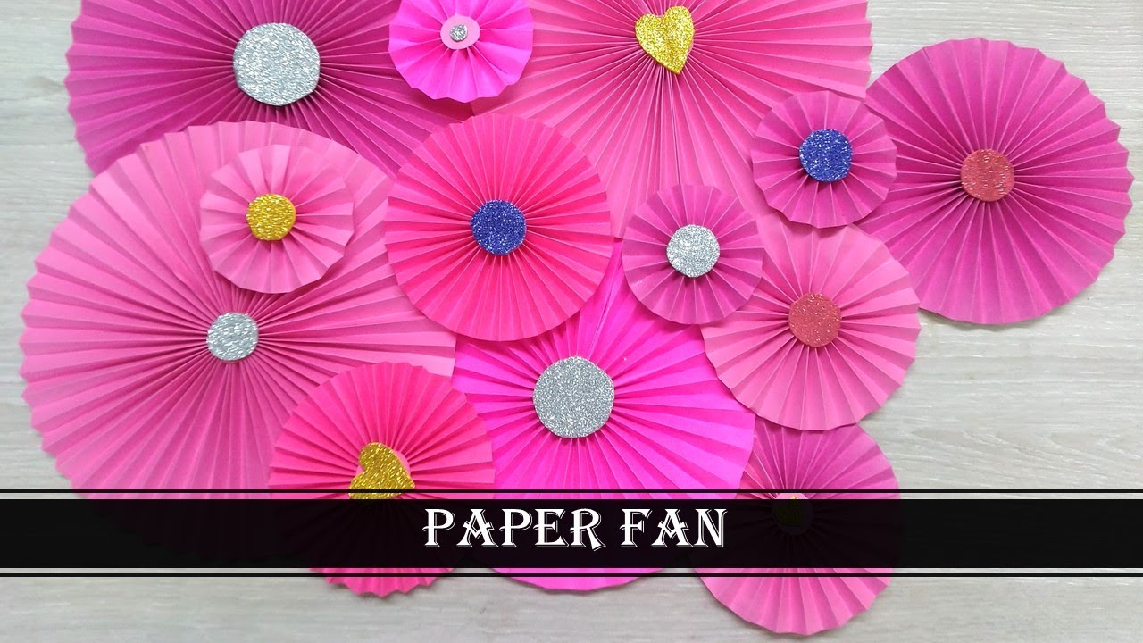 How to make easy paper fan | Paper fan design 1 | Paper rosettes |Paper ...
