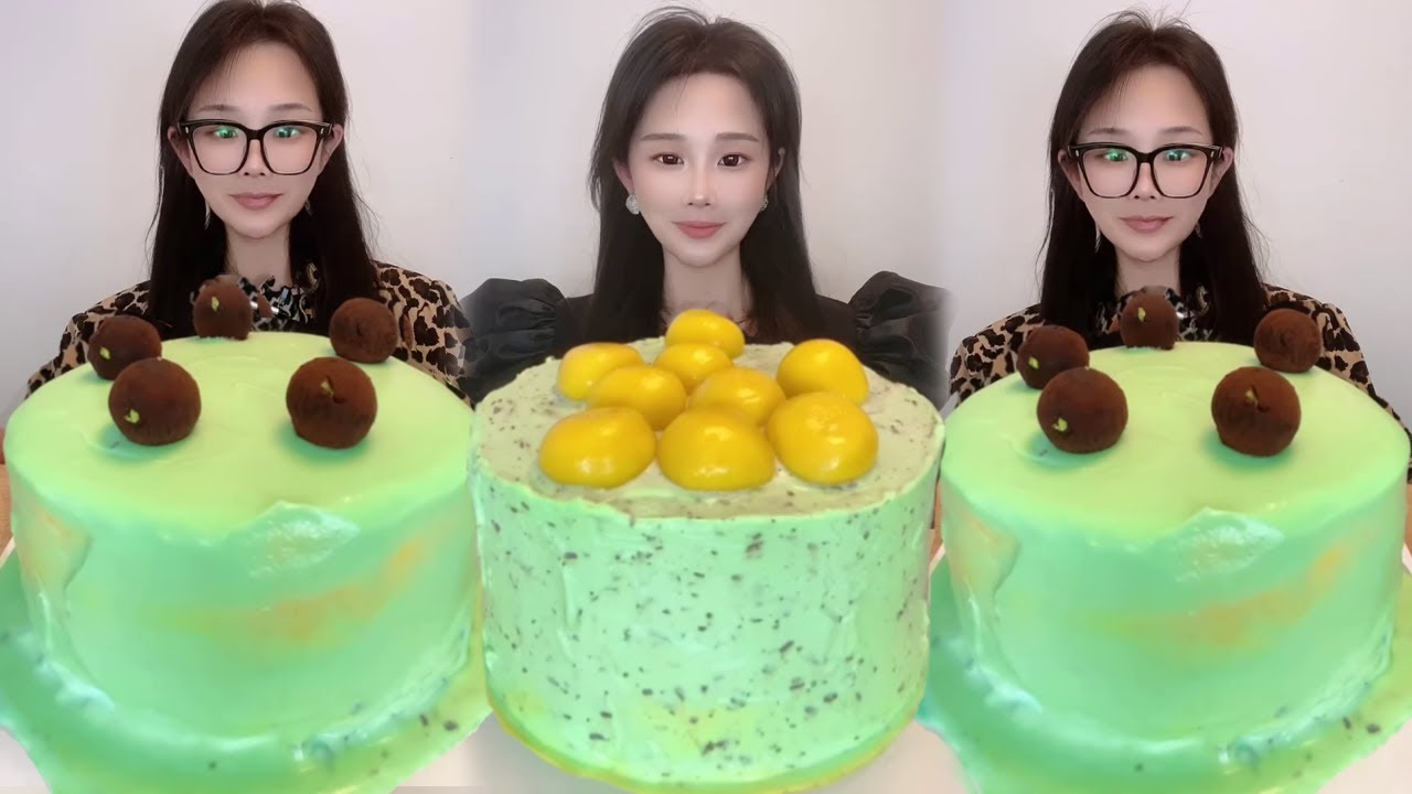 Asmr🍰Eating Mint Custard Cake🍰 (Soft And Waxy Sound) 크림丨먹방丨Mukbang丨 ...