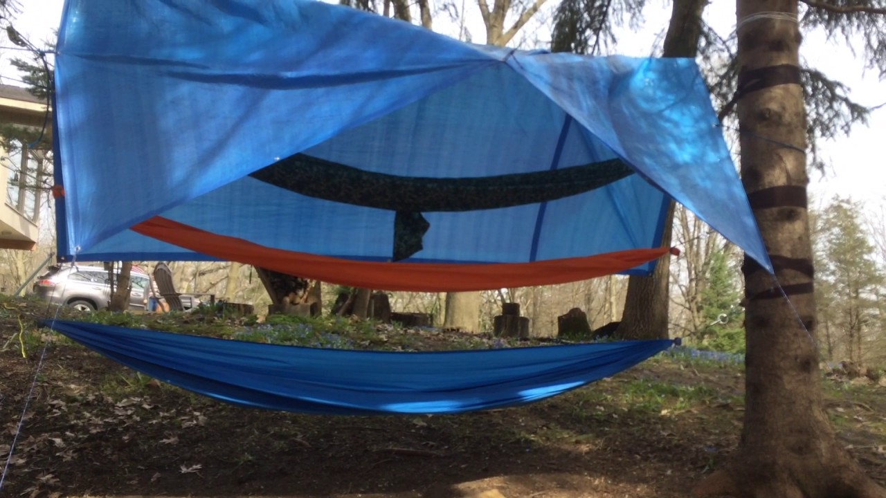 Triple Decker Hammocks in Trees - YouTube