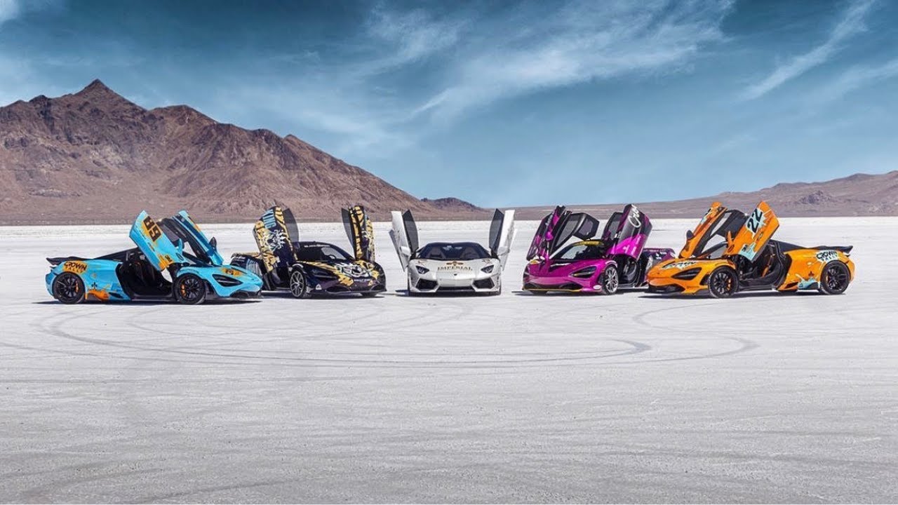 SUPERCARS AT THE BONNEVILLE SALT FLATS! Lamborghini, Ford GT, GTR ...
