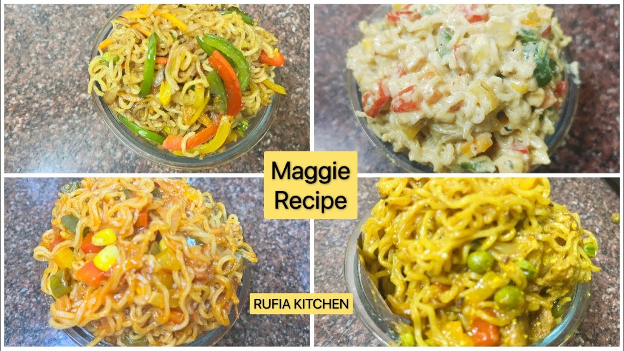 Four types of Maggie | Chinese Maggie| chilli Maggie | cheese Maggie ...