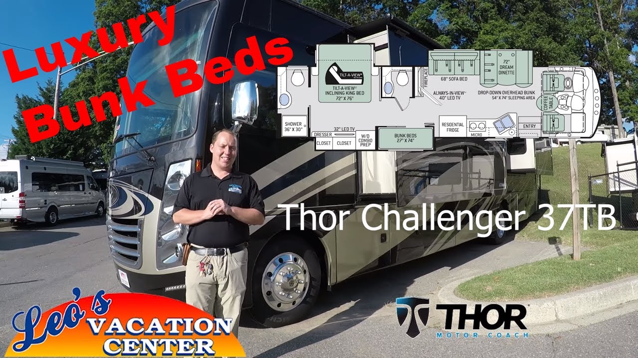 2018 Thor Challenger 37TB Bunk House Class A Luxury walk Through Review ...
