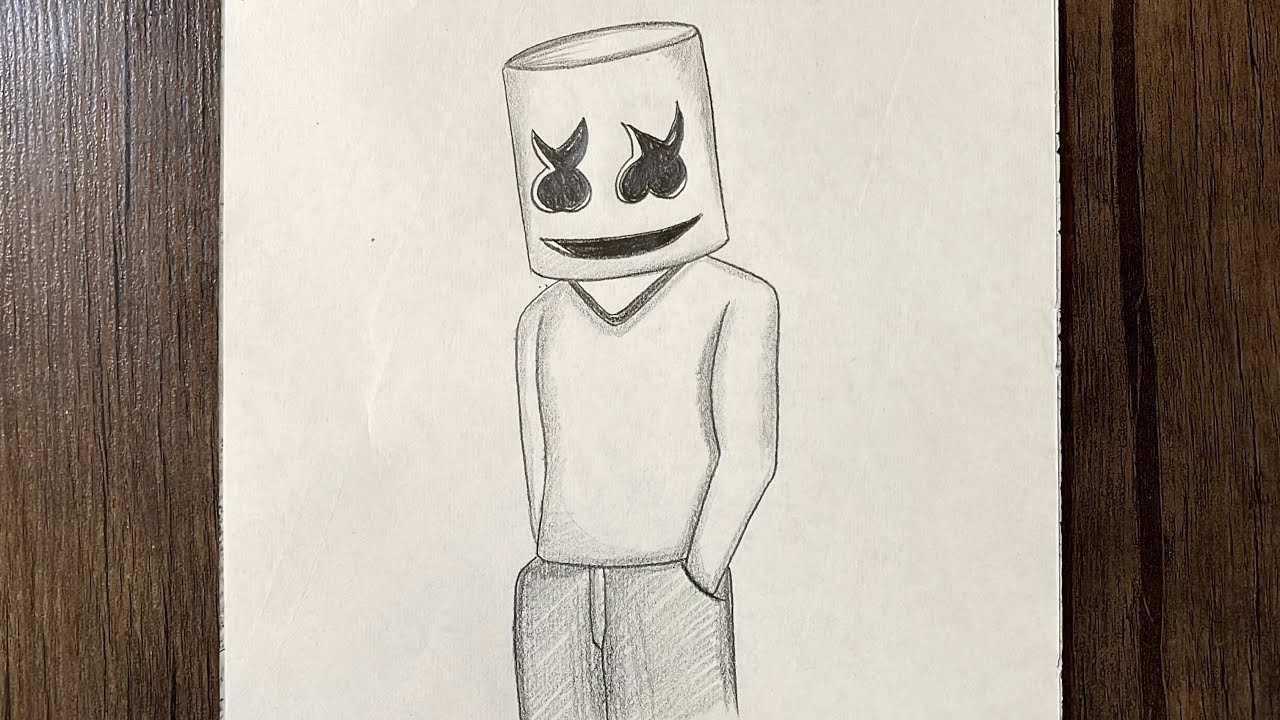 How to draw Marshmello step by step | American music producer and DJ ...