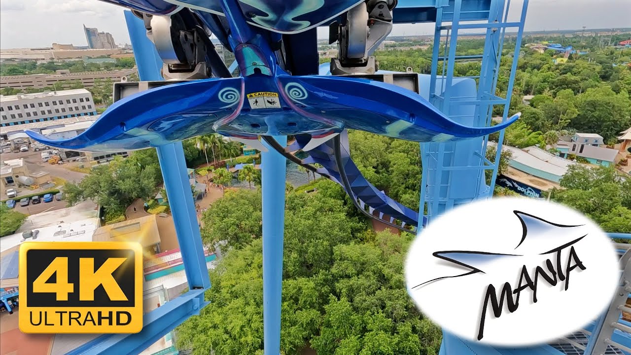 Manta Roller Coaster Front Seat 4K POV Sea World Orlando - YouTube