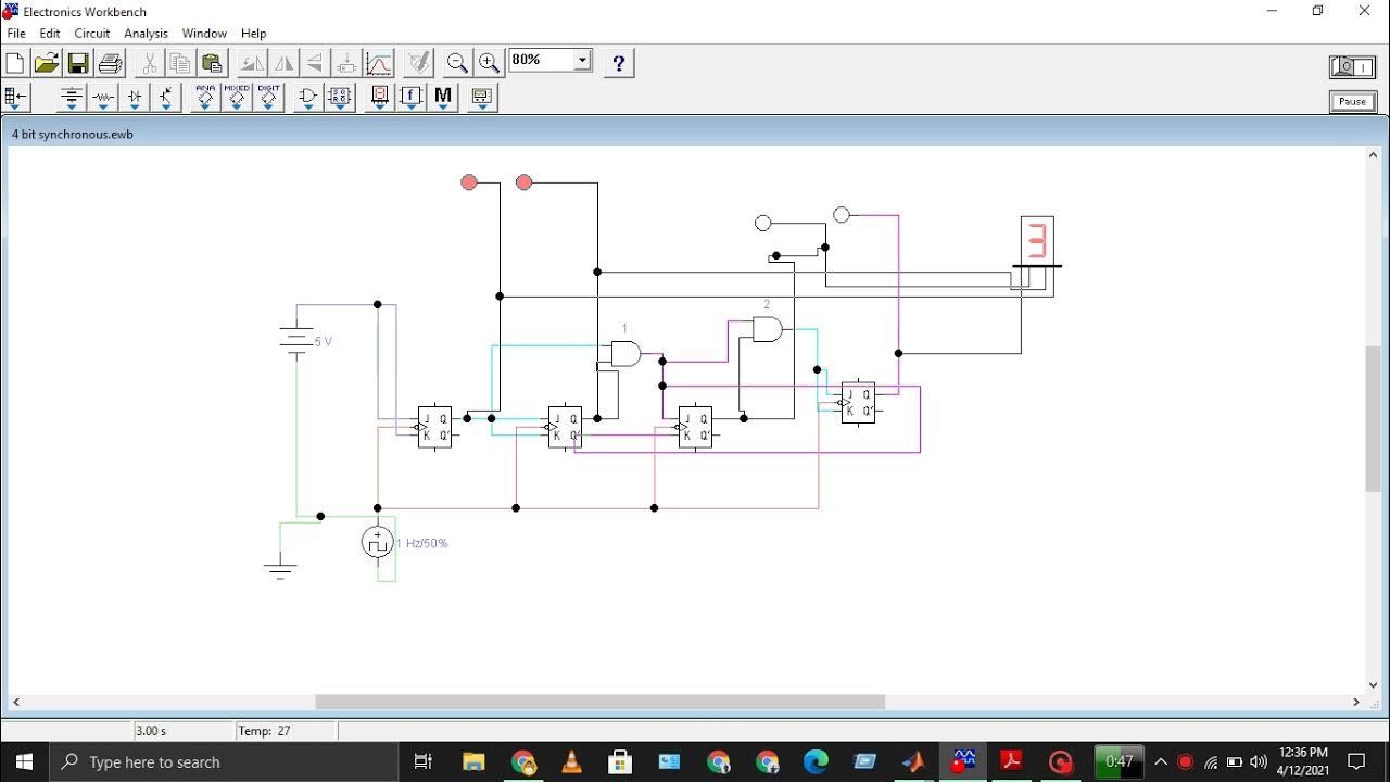 4 bit synchronous binary counter on Electronic workbench - YouTube