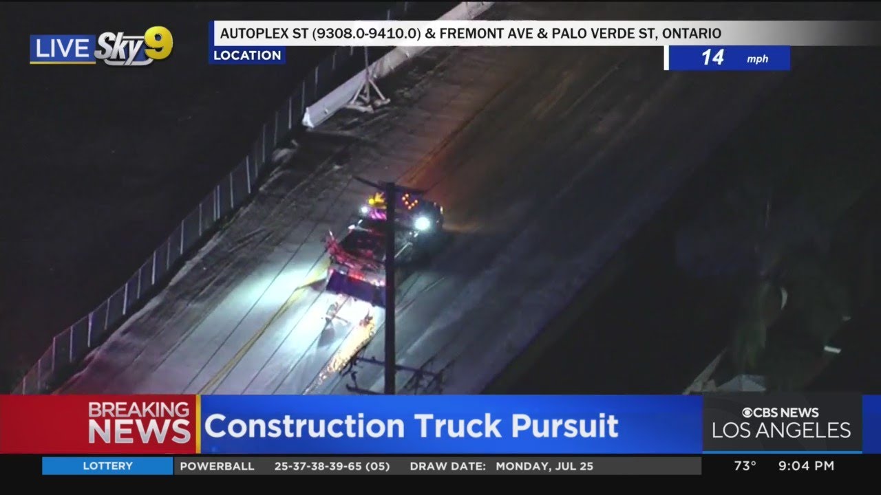 Stolen construction vehicle exits vehicle, drives through construction ...