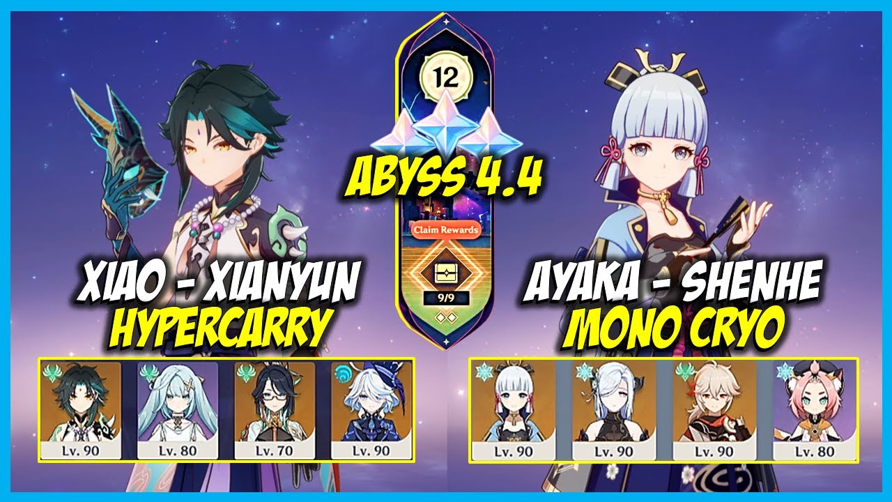 C0 Xiao-Xianyun HyperCarry & C0 Ayaka Mono Cryo Spiral Abyss Floor 12 ...