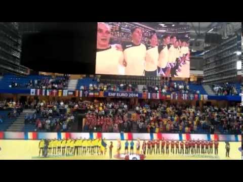 EHF Euro 2014 - Romania-Norway 19-27 - Romanian anthem-intonarea imnului Romaniei-Debrecen 7/12/2014