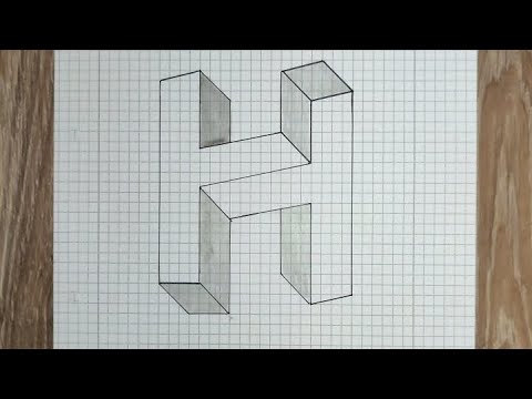 How to draw 3d letter H #very_easy_drawing #illusion - YouTube