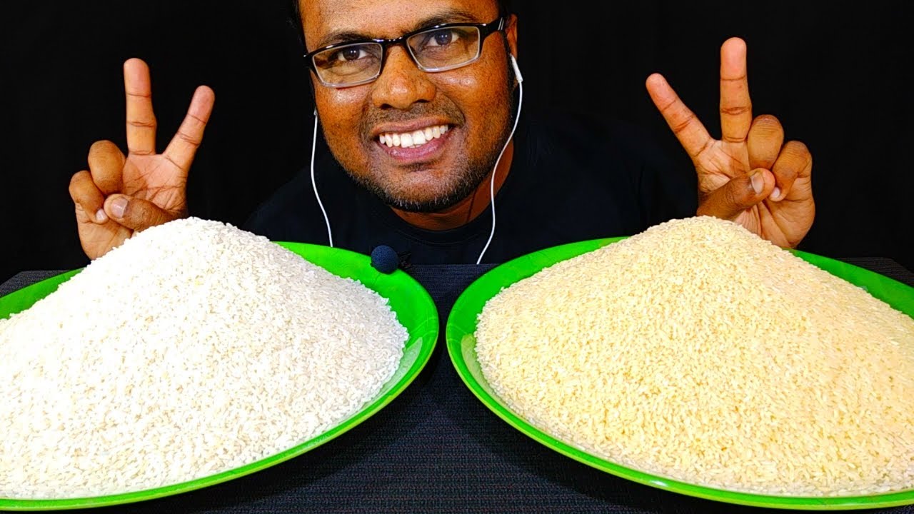ASMR EATING RAW RICE | NORMAL RICE & SONA MASOORI RICE | FOODIE HEMANTH ...