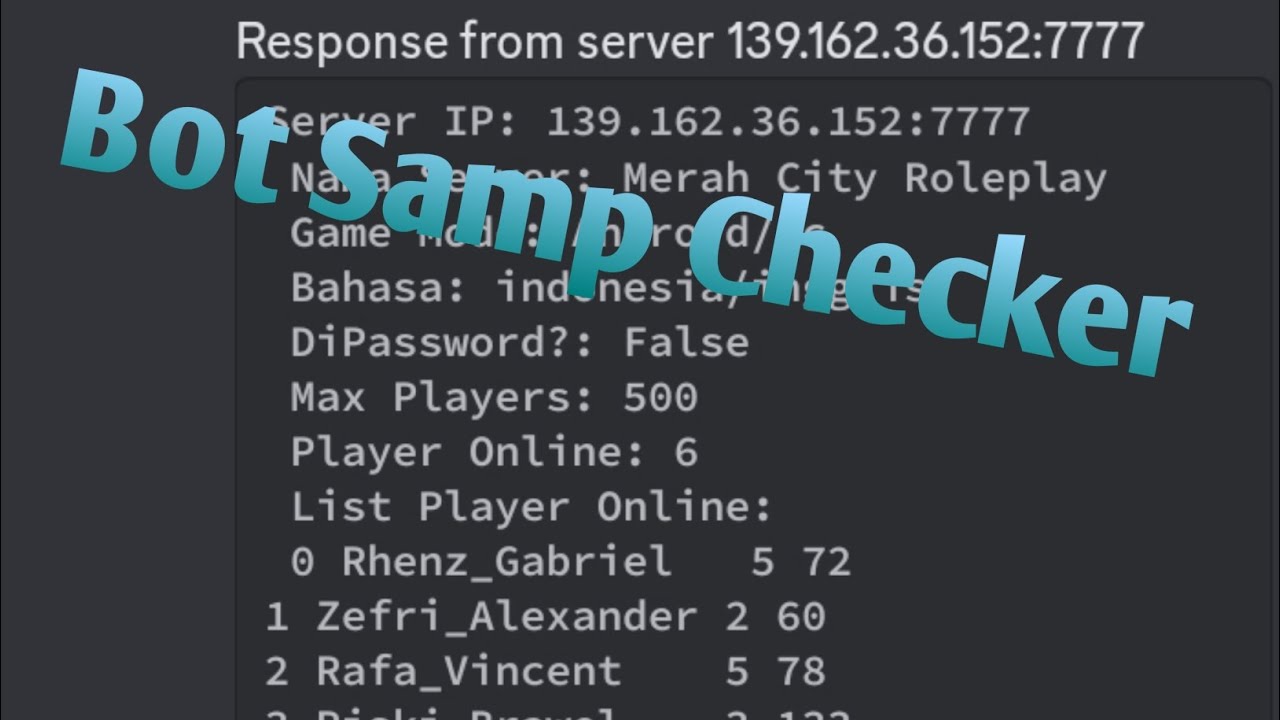 Bot Samp Checker Buatan Sendiri Kayak Bot Anabelle - YouTube